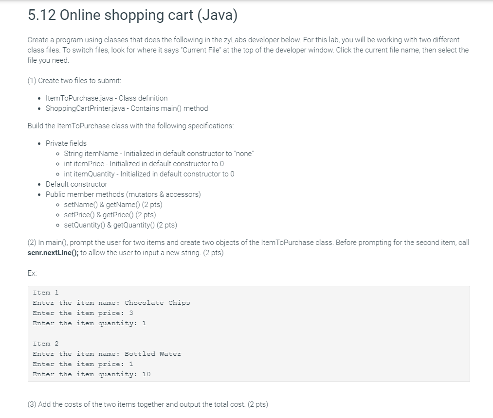 Solved (3) Add the costs of the two items together and | Chegg.com