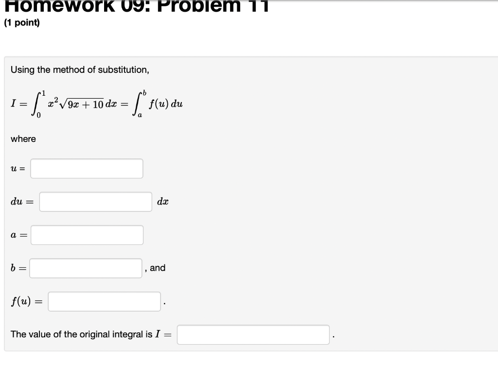 Solved Homework 0y: Problem 11 (1 point) Using the method of | Chegg.com