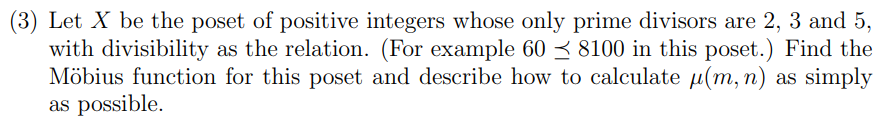 (3) Let X be the poset of positive integers whose | Chegg.com