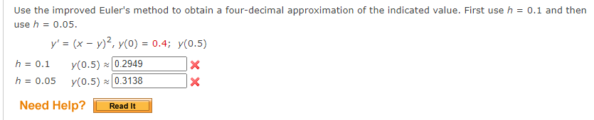 Solved Use the improved Euler's method to obtain a | Chegg.com