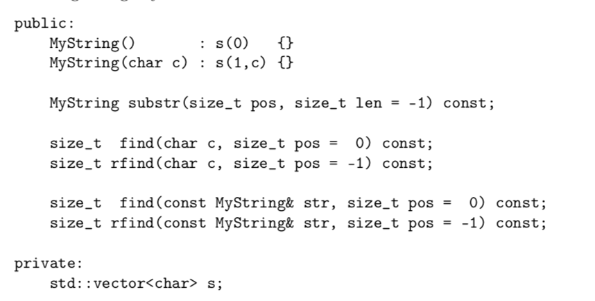 public: MyString() : s(0) {} MyString(char c) : | Chegg.com