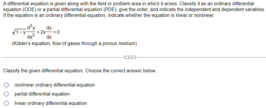 Solved A differential equation is given along with the field | Chegg.com