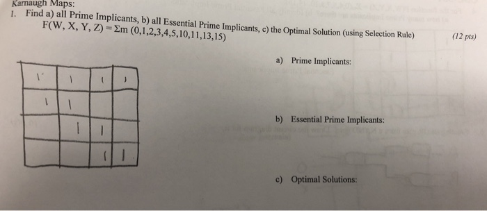 Solved Karnaugh Maps: 1. Find a) all Prime Implicants, b) | Chegg.com