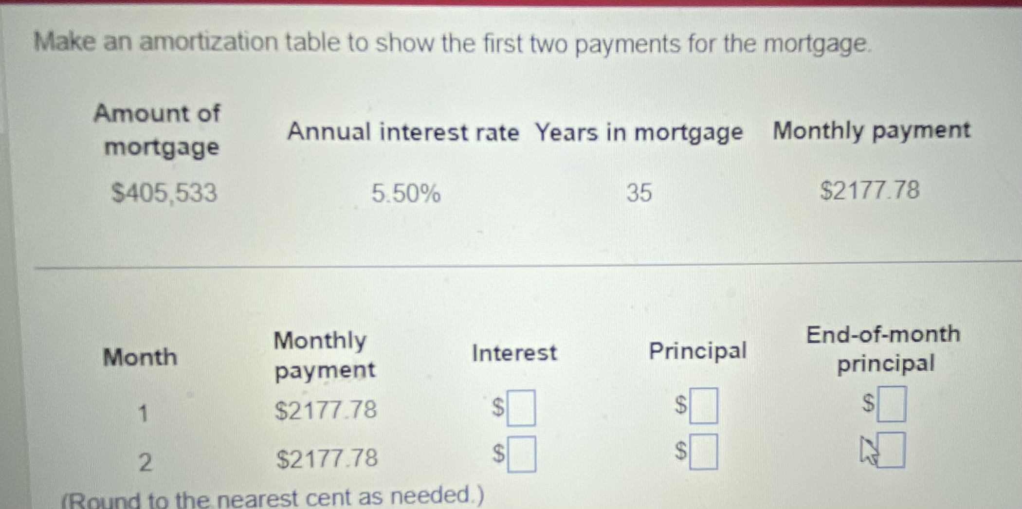 Solved Make an amortization table to show the first two | Chegg.com