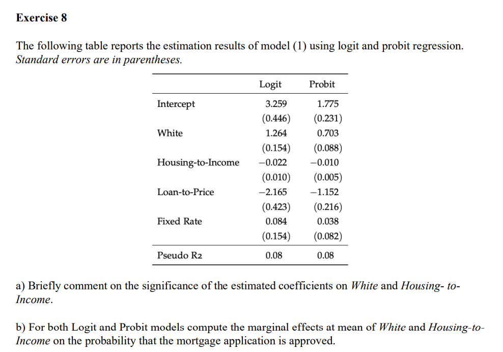 Solved The following table reports the estimation results of | Chegg.com