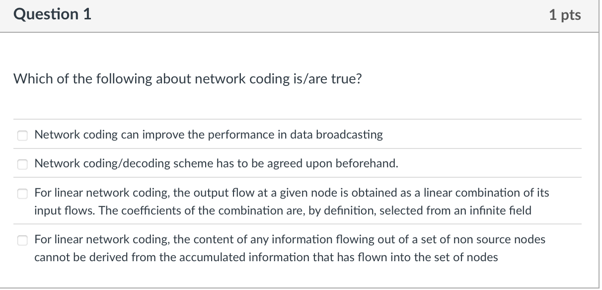 Solved Question 1Which of the following about network coding | Chegg.com