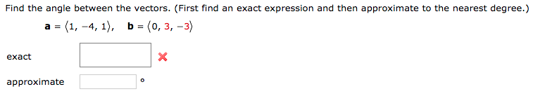 Solved Find the angle between the vectors. (First find an | Chegg.com