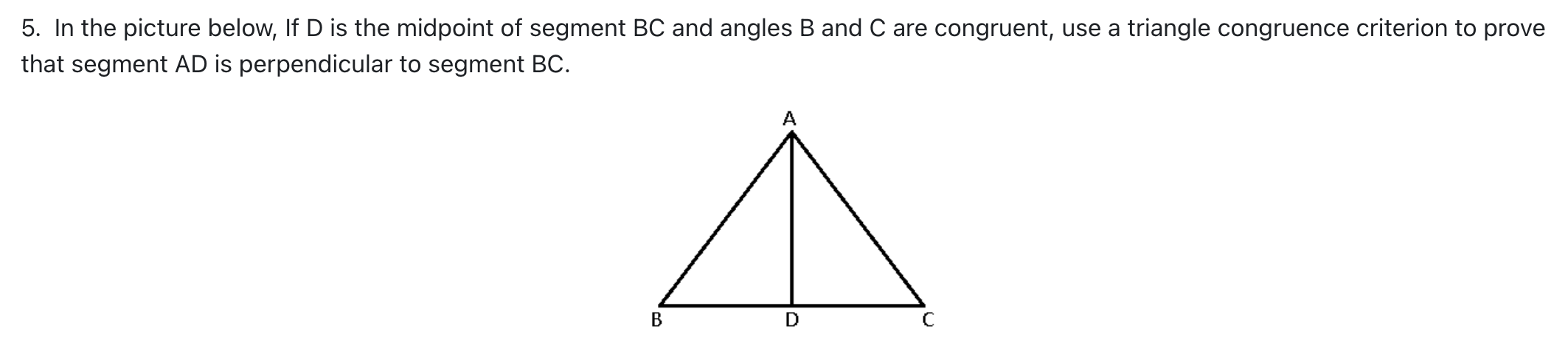Solved 5. In the picture below, If D is the midpoint of | Chegg.com