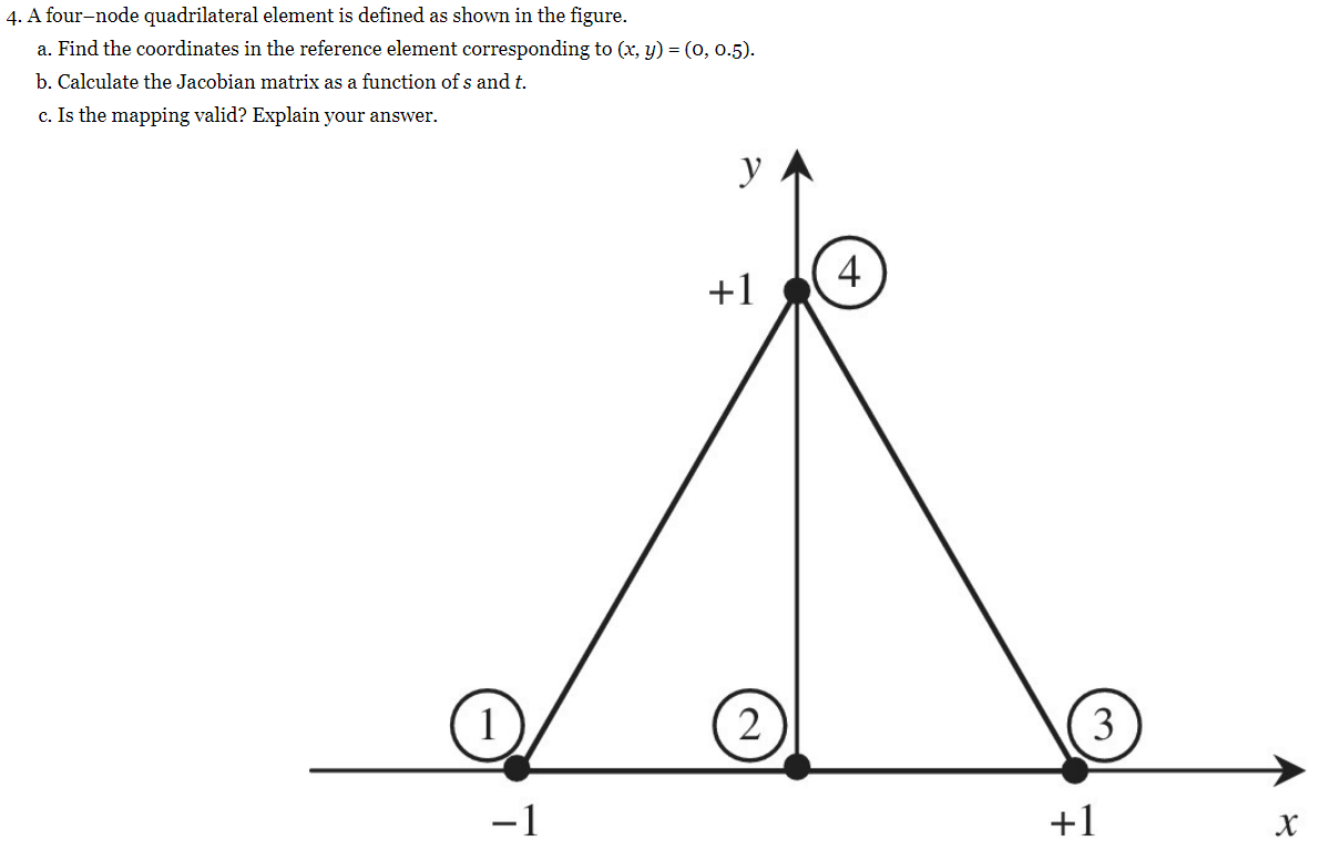 Solved 4. A four-node quadrilateral element is defined as | Chegg.com