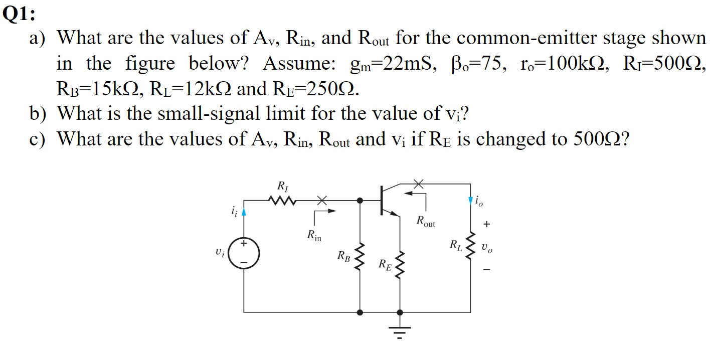 Solved Q1: a) What are the values of Av, Rin, and Rout for | Chegg.com