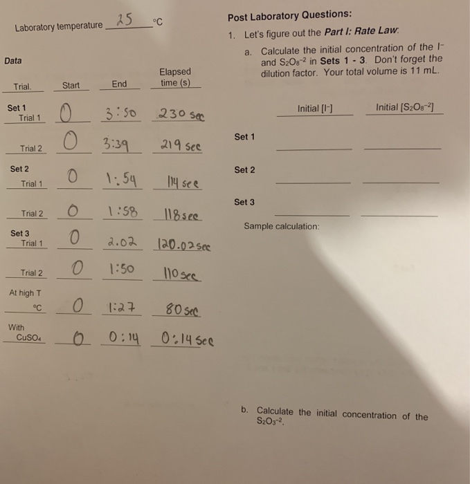Solved Post Laboratory Questions: 1. Let's figure out the | Chegg.com