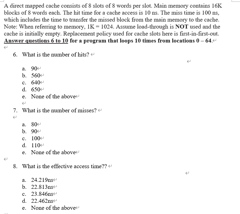 Solved A direct mapped cache consists of 8 slots of 8 words | Chegg.com