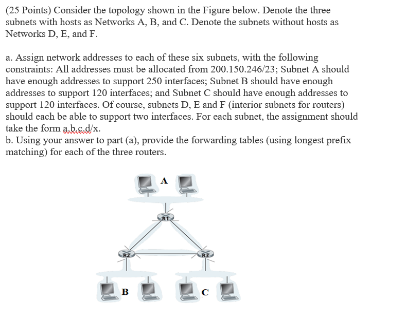 Solved (25 Points) Consider the topology shown in the Figure | Chegg.com