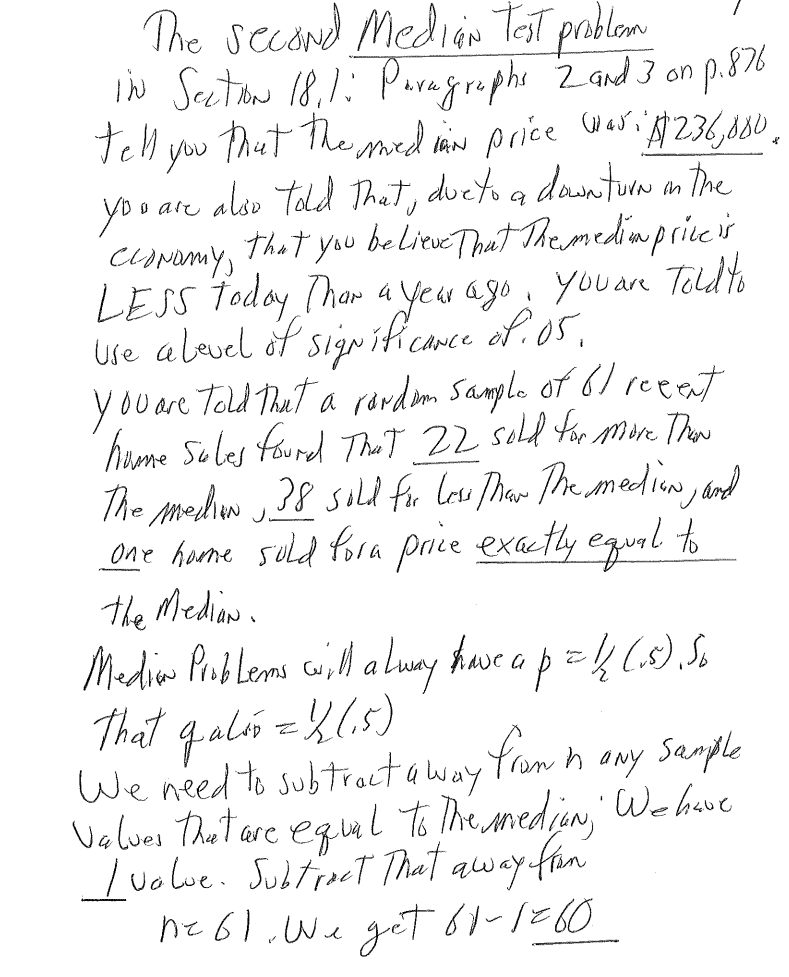 Solved Redo the Median test example problem worked out in | Chegg.com
