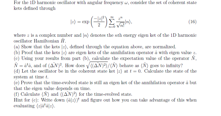 Solved For the 1D harmonic oscillator with angular frequency | Chegg.com