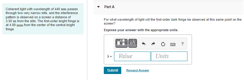 Solved Coherent light with wavelength of 440 nm passes | Chegg.com