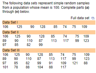 Solved The following data sets represent simple random | Chegg.com