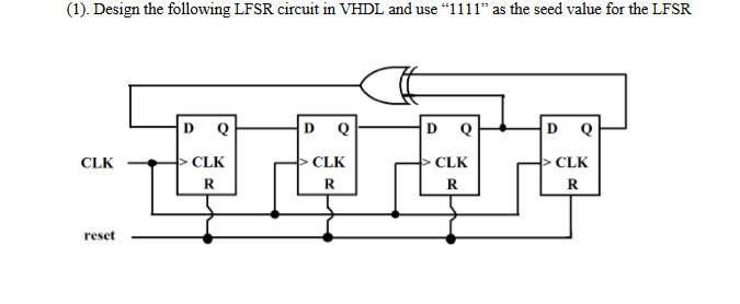 Solved (1). Design the following LFSR circuit in VHDL and | Chegg.com