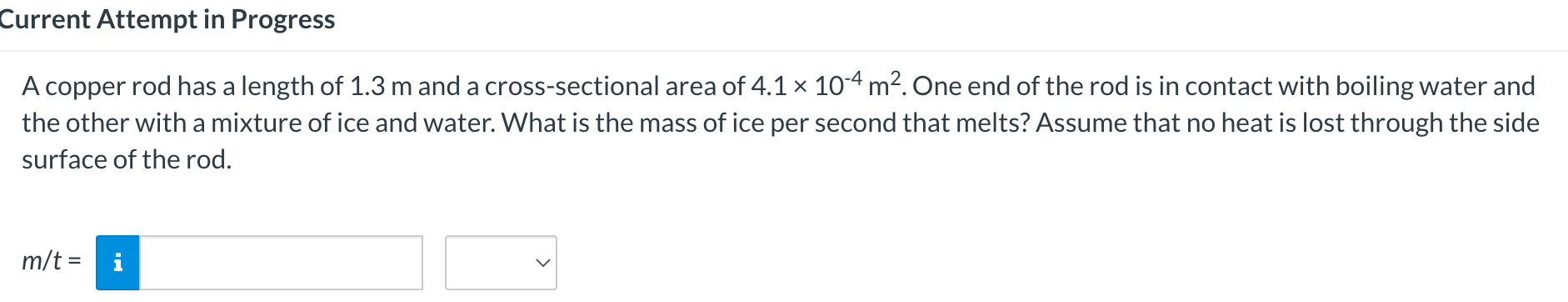 Solved A copper rod has a length of 1.3 m and a | Chegg.com