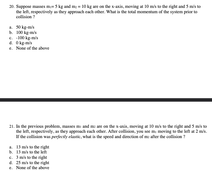 Solved 20. Suppose masses m1=5 kg and m2=10 kg are on the | Chegg.com