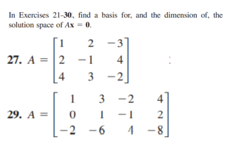 Solved In Exercises 21-30:, find a basis for, and the | Chegg.com