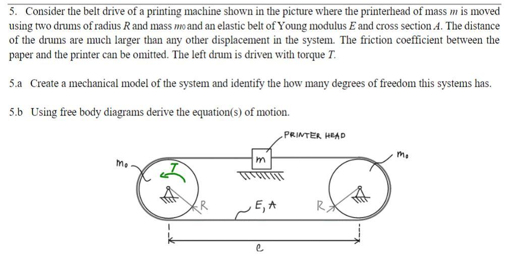 Solved 5. Consider the belt drive of a printing machine | Chegg.com