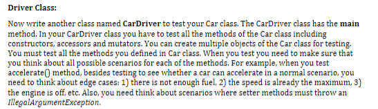 Solved Class Car: Create a class named Car which has the | Chegg.com