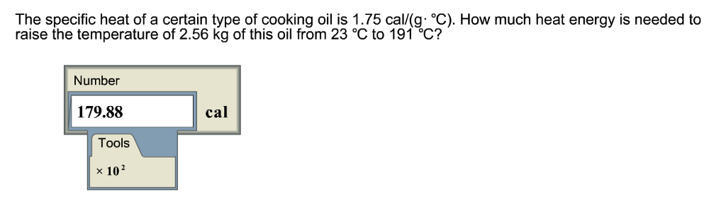 Solved The specific heat of a certain type of cooking oil is | Chegg.com
