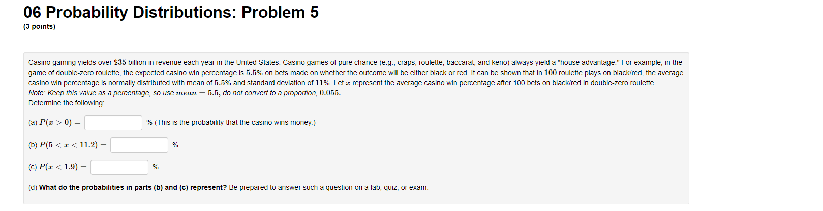 Solved 06 Probability Distributions: Problem 5 (3 points) | Chegg.com