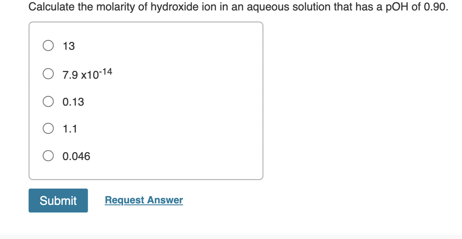 Solved Calculate the molarity of hydroxide ion in an aqueous | Chegg.com