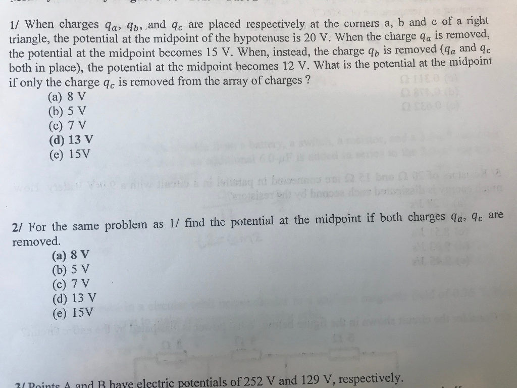 Solved 1/ When charges qa, qb, and qc are placed | Chegg.com