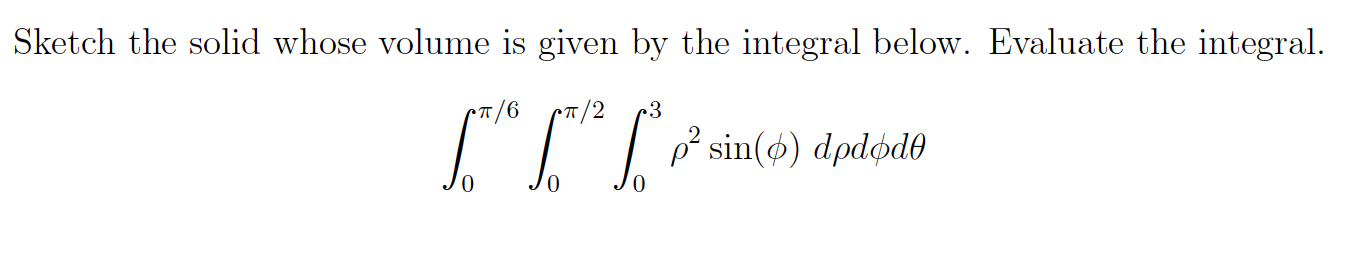 Solved Sketch the solid whose volume is given by the | Chegg.com