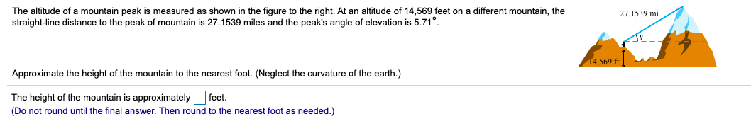 Solved The altitude of a mountain peak is measured as shown | Chegg.com