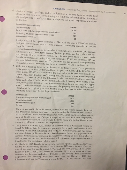 Solved Practice Set Assignments- Comprehensive Tax Return | Chegg.com