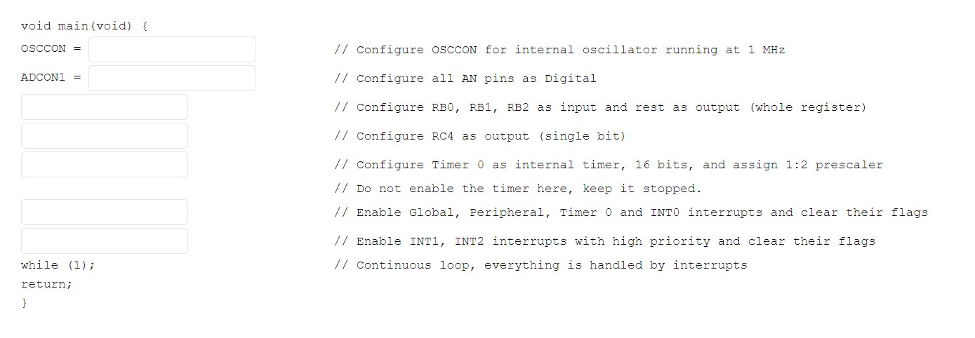 For pic18 Microcontroller, complete the following C | Chegg.com