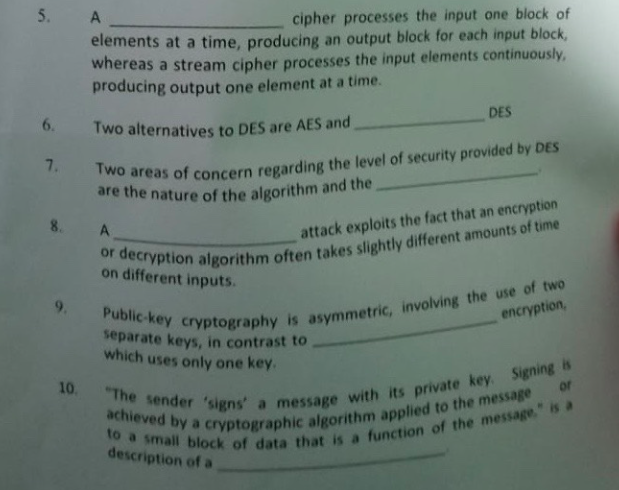 Solved 5. A cipher processes the input one block of elements | Chegg.com