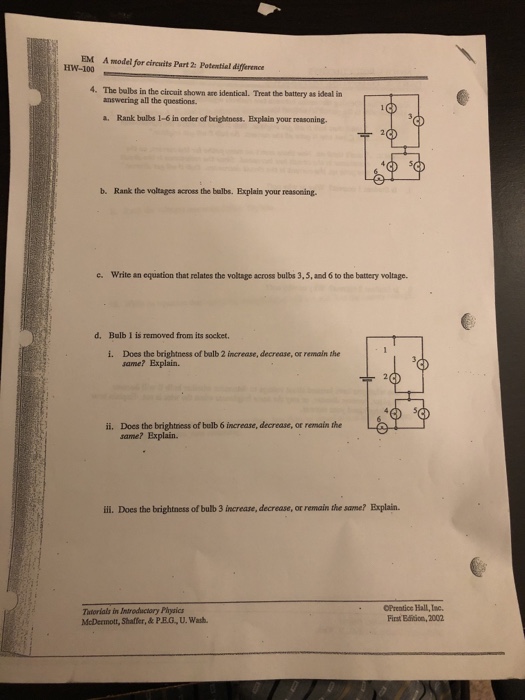 Solved A MODEL FOR CIRCUITS PART 2: POTENTIAL DIFFERENCE | Chegg.com