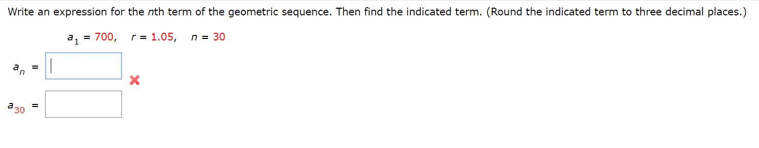 Solved Write an expression for the nth term of the geometric | Chegg.com