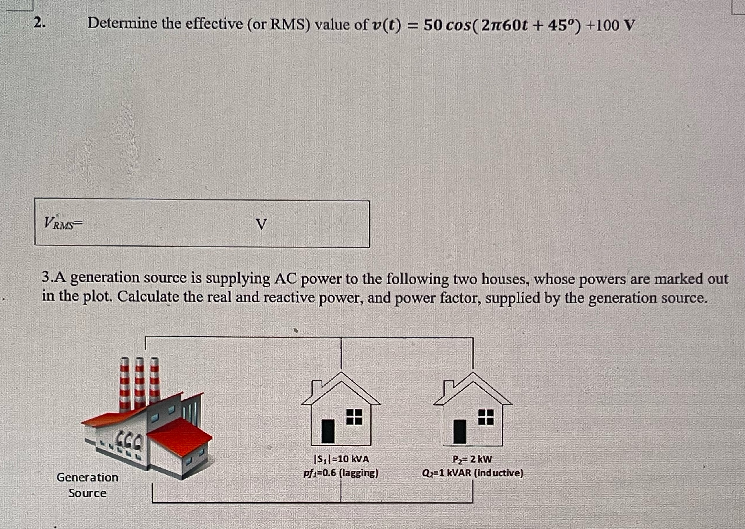 Solved 2. Determine the effective (or RMS) value of | Chegg.com