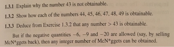 Solved Explain why the number 43 is not obtainable. Show | Chegg.com