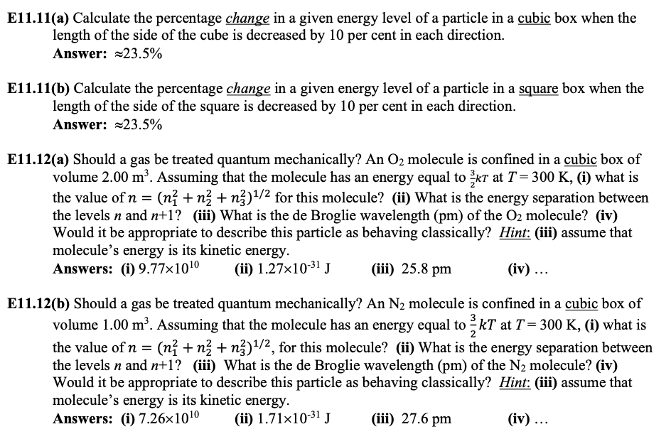 Solved E11.11(a) Calculate the percentage change in a given | Chegg.com