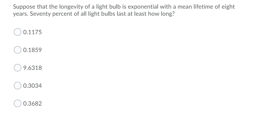 Solved Suppose that the longevity of a light bulb is | Chegg.com Solved Suppose that the longevity of a light bulb is | Chegg.com