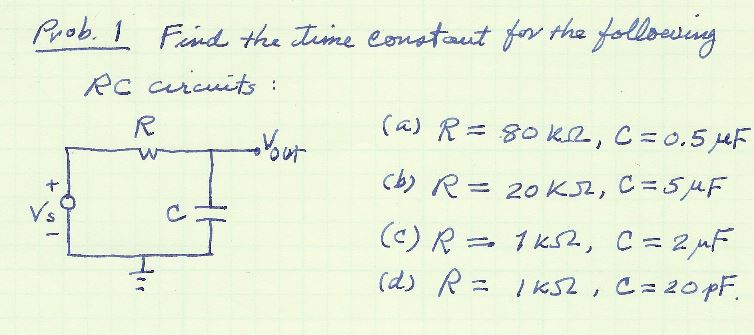 Solved R Prob. I Find the time constant for the following RC | Chegg.com