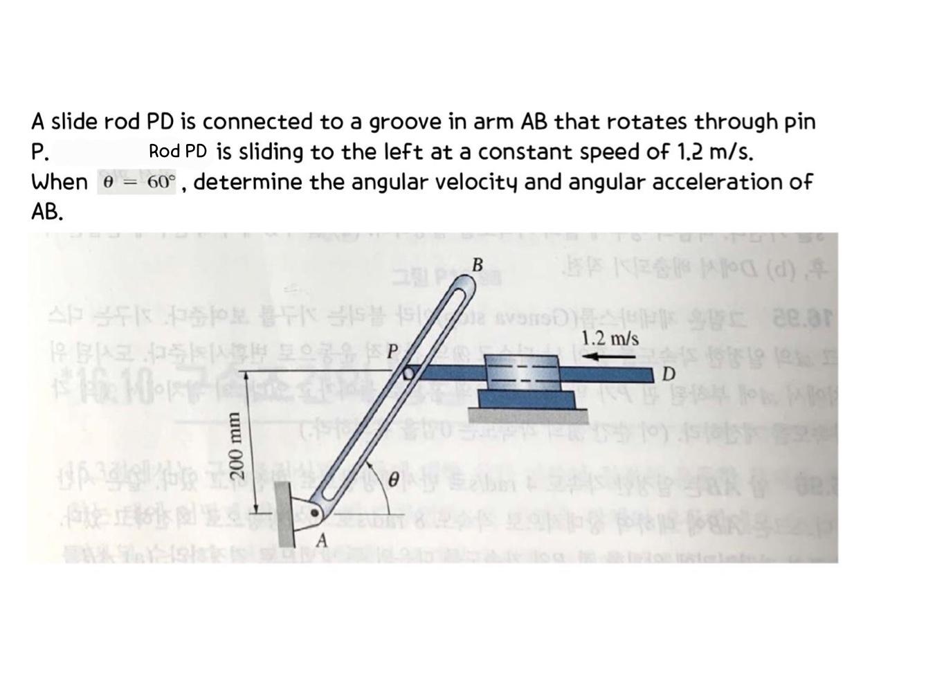 Solved A slide rod PD is connected to a groove in arm AB | Chegg.com