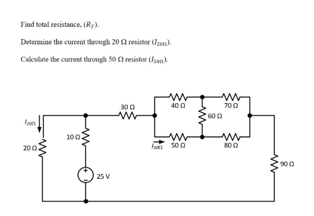 Solved Find total resistance, (RT). Determine the current | Chegg.com