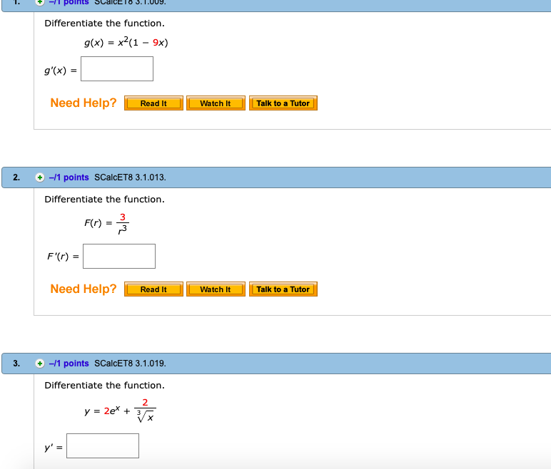 Solved Differentiate the function. g(x) = x2(1-9x) g(x)- | Chegg.com