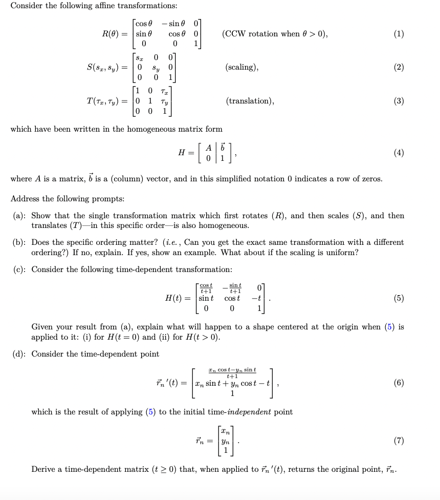 Solved Consider the following affine transformations: | Chegg.com