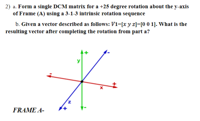 Solved 2) a. Form a single DCM matrix for a +25 degree | Chegg.com