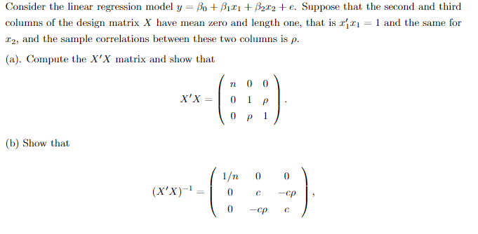Consider the linear regression model | Chegg.com
