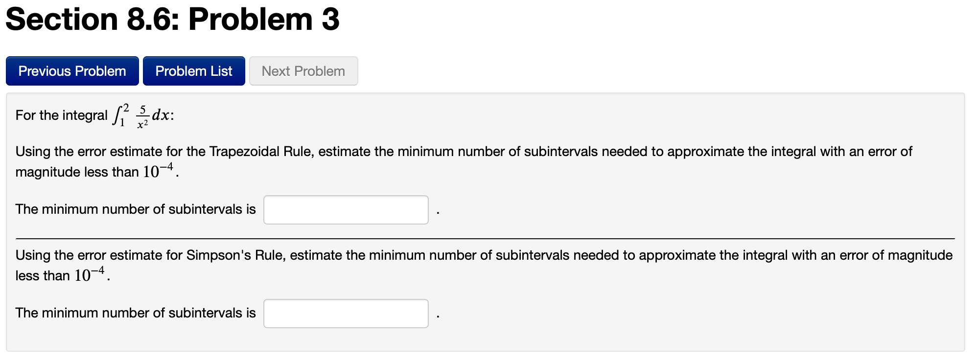 Solved Section 8.6: Problem 3 Previous Problem Problem List | Chegg.com
